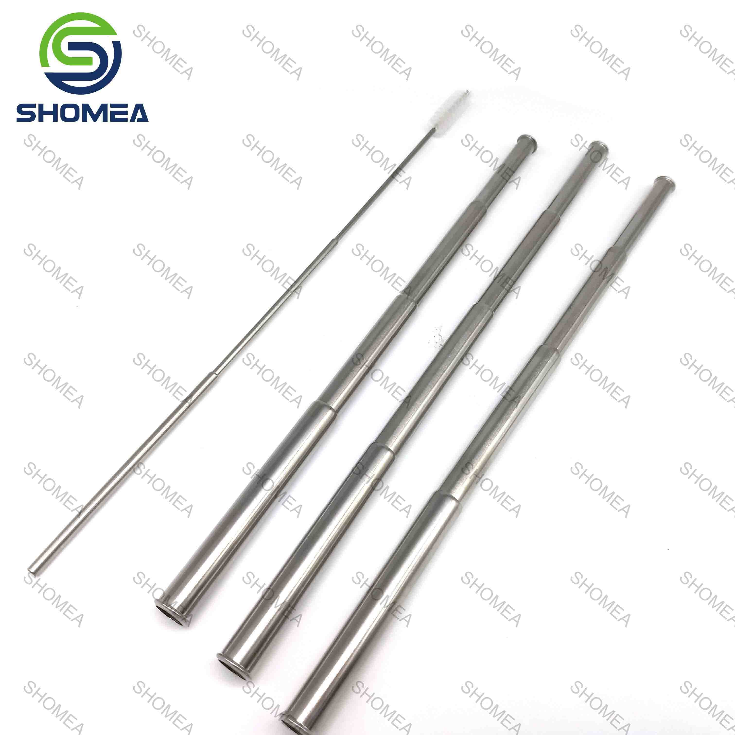 Custom stainless steel telescopic straw with bristled brush